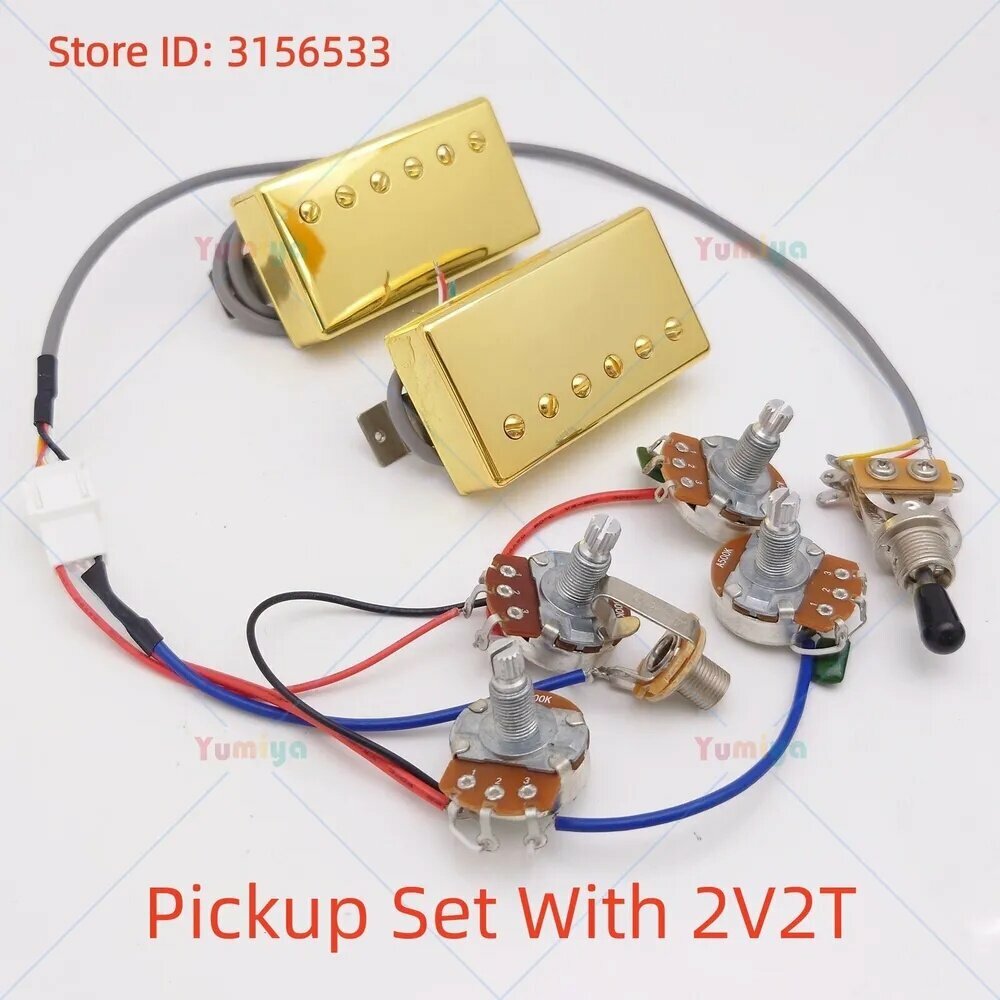 Звукосниматели Gibson '57 Classic '57 Classic Plus Комплект из 4-х проводников, Alnico 2 звукоснимателя Humbucker, Накладка на бридж/гриф Золотая с набором жгутов проводов Аксессуары для гитары