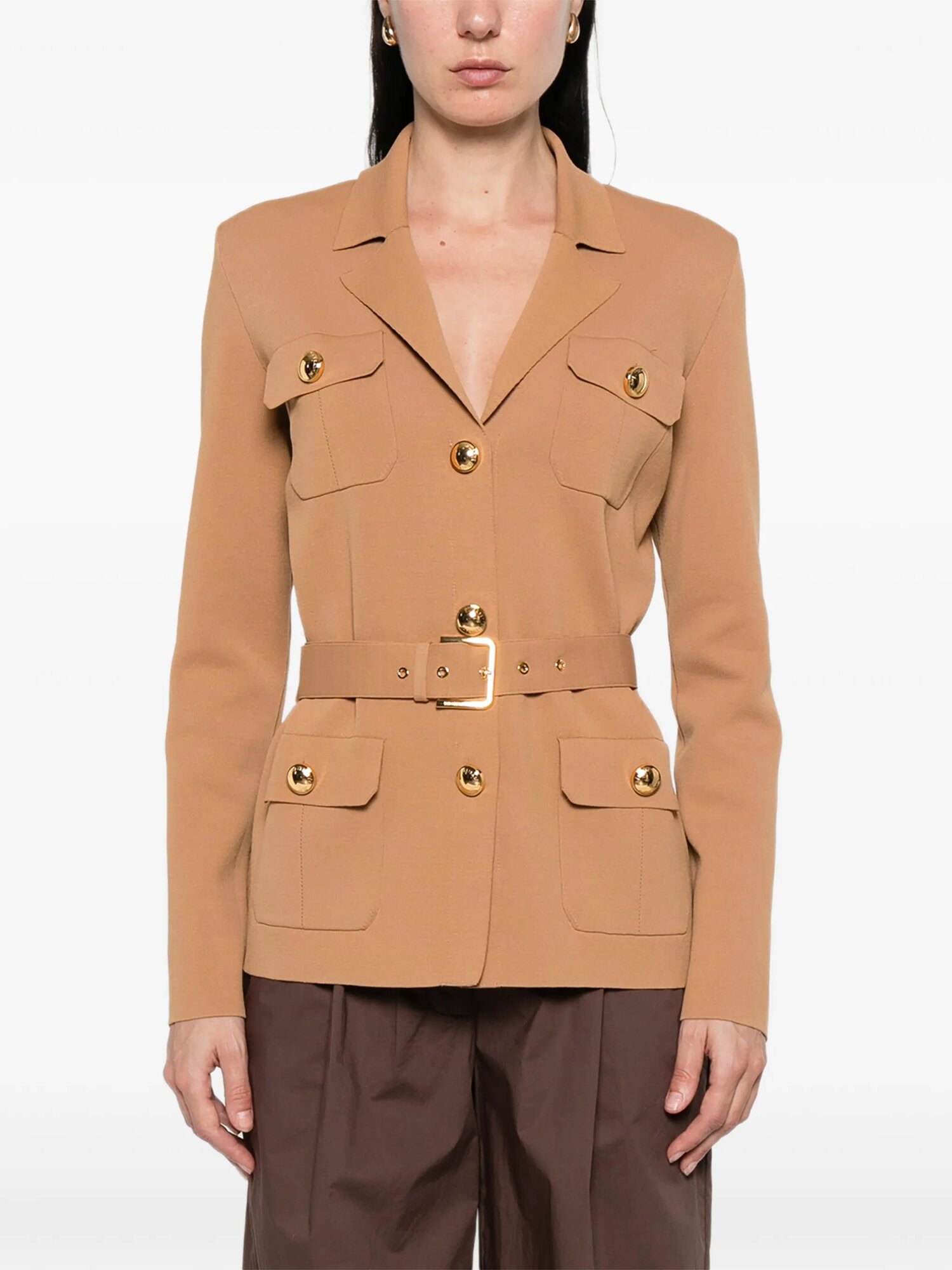 Куртка Elisabetta Franchi Button belted jacket, размер 40, разноцветный — фото 1