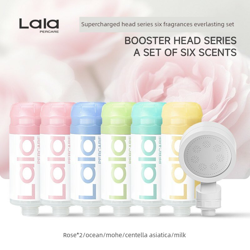 Набор для душа Lalapercare Nara: летний корейский аромат, фильтр для воды, 6 флаконов + насадка для душа с регулировкой