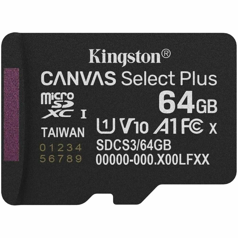 Карта памяти Micro SDXC 64Gb Kingston Canvas Select Plus (SDCS3/64GBSP)