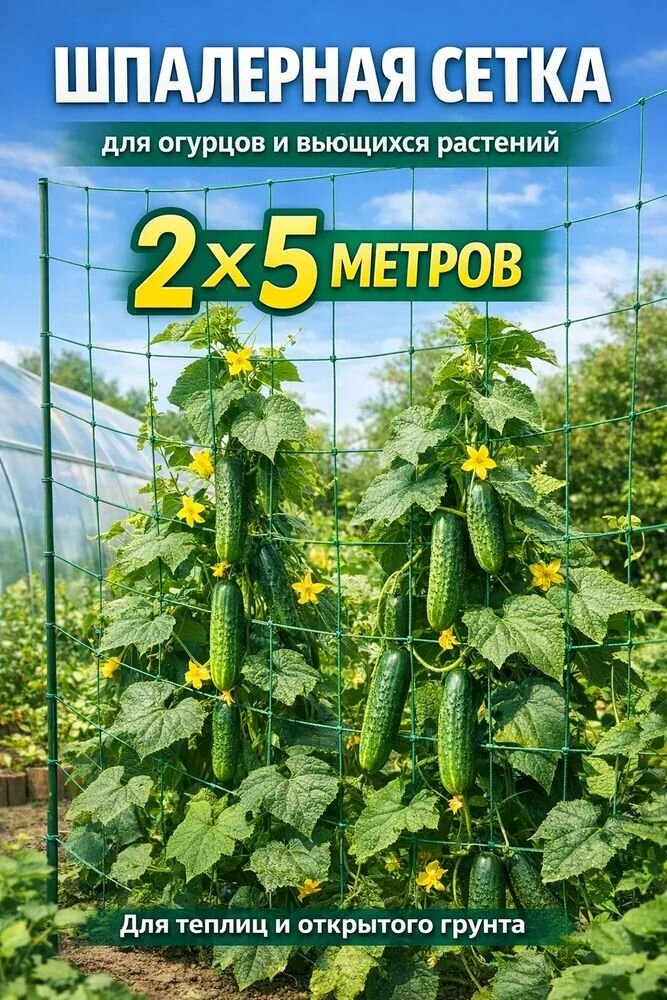 Сетка садовая шпалерная, Пластик,5х2м
