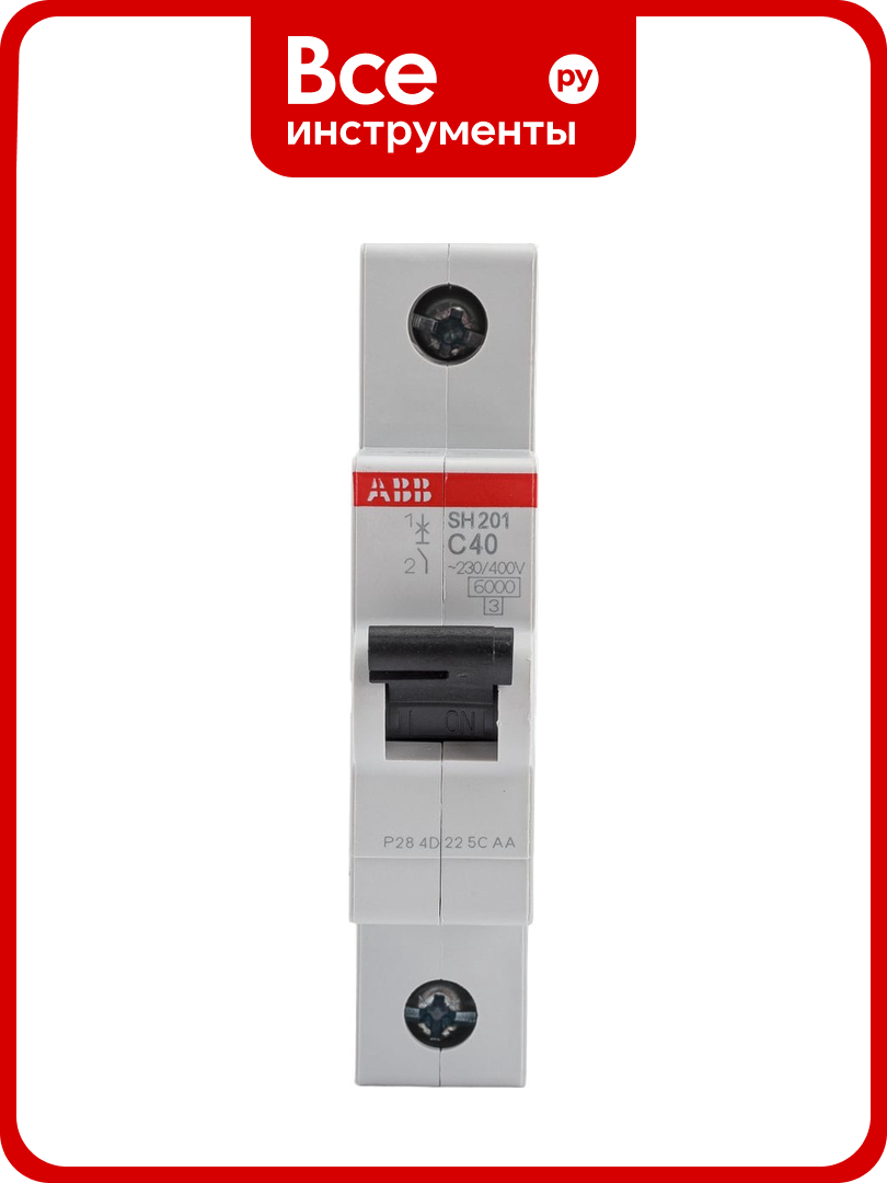 Автоматический, ABB, выключатель ABB однополюсный, 40А, С, SH201, 6.0кА