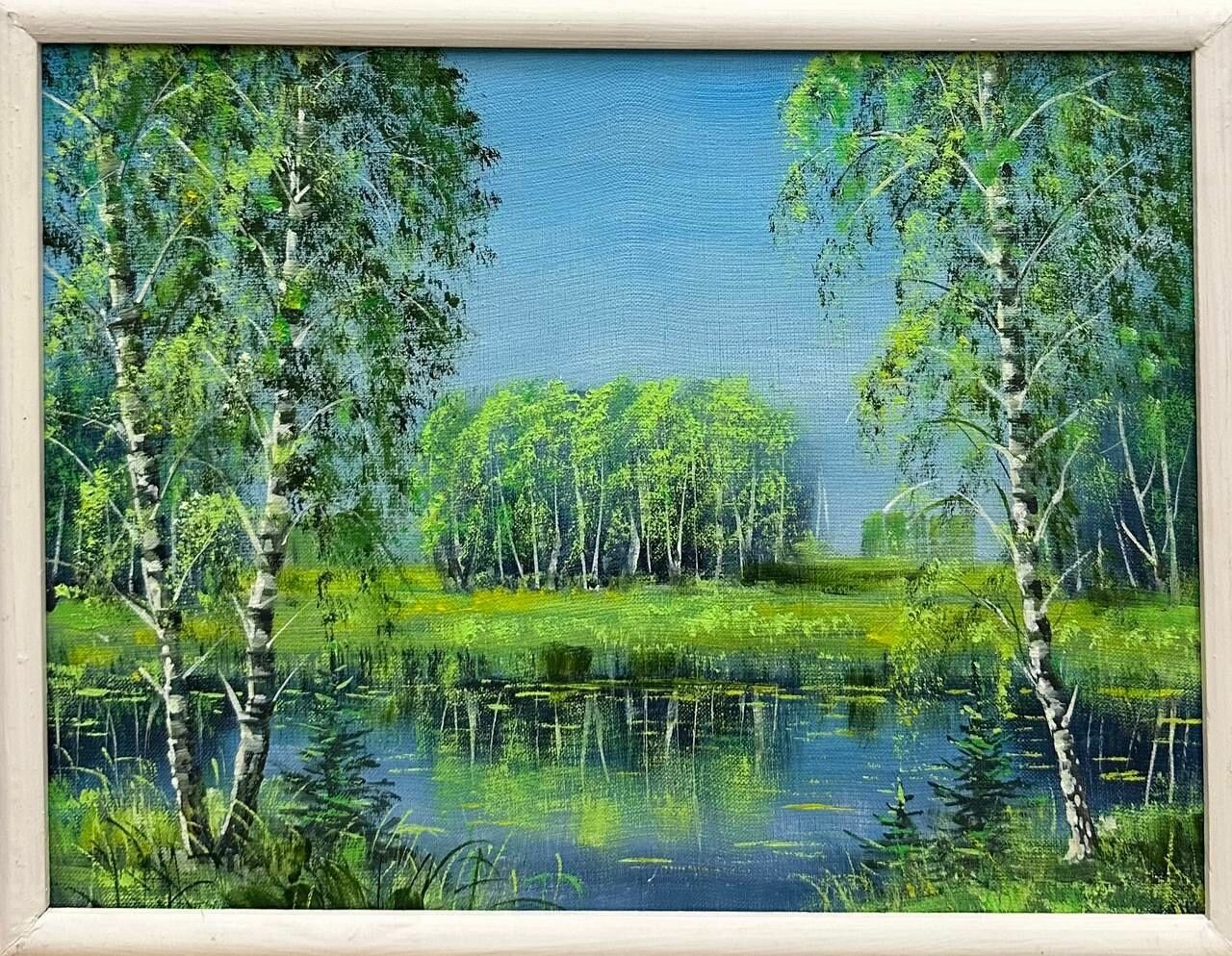 Картина маслом, летний пейзаж "Лето". Холст/Масло. Размер 34х44. Автор Сергей Кабышев.