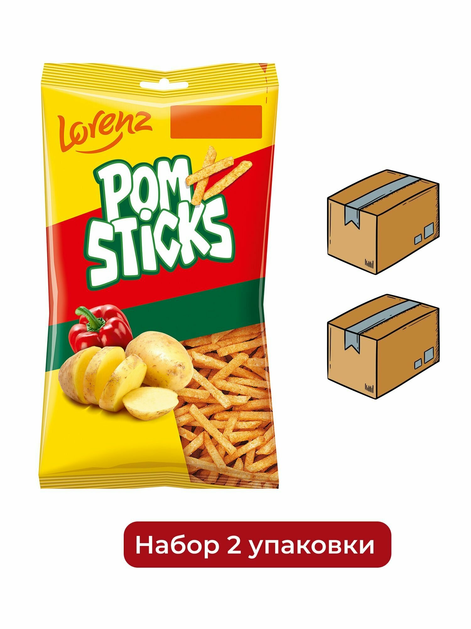 Чипсы Lorenz Pomsticks соломкой Паприка, 100г. Упаковка 20шт. Набор 2 упаковки.