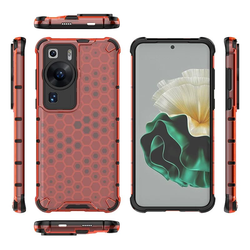 Чехол для телефона Huawei P40 Pro+ из силикона с усилением и защитой от ударов - полупрозрачный красный для смартфона