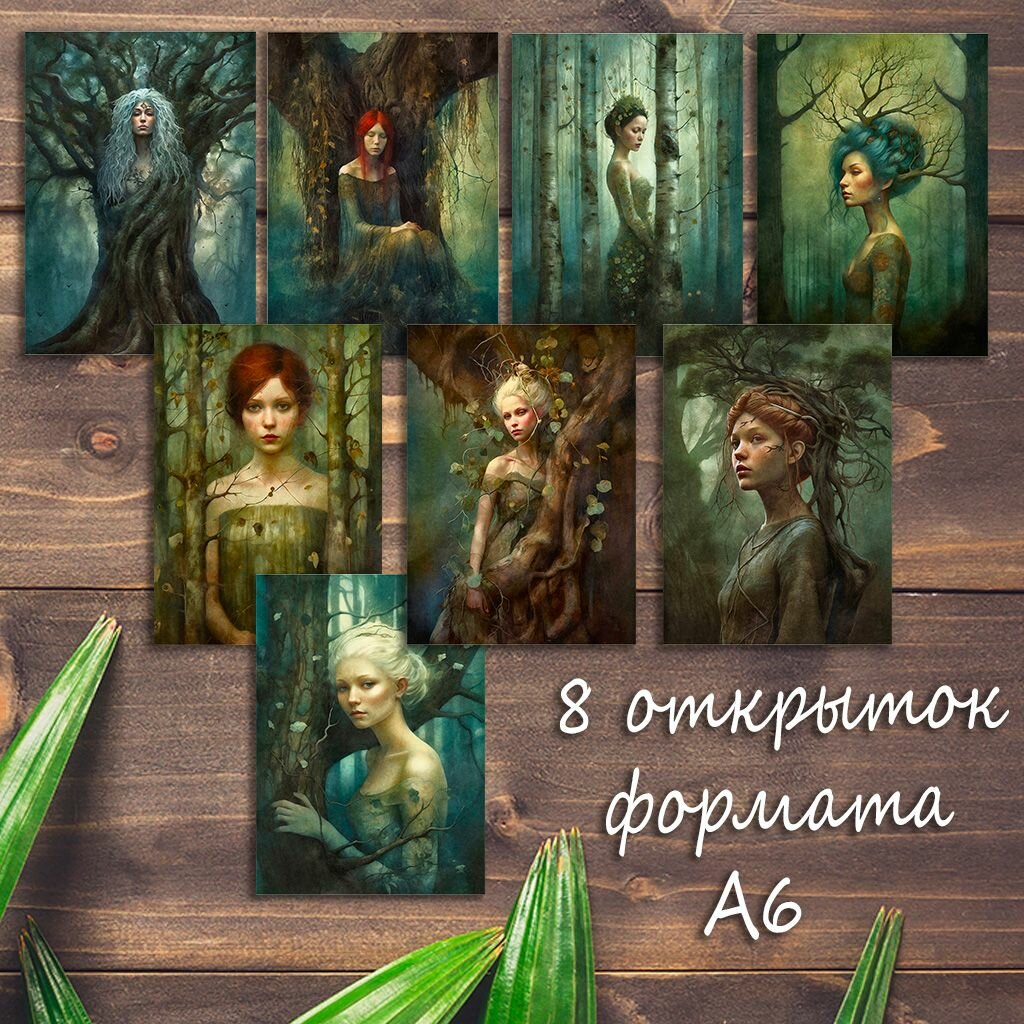 Большой набор открыток Ведьма, 8 штук