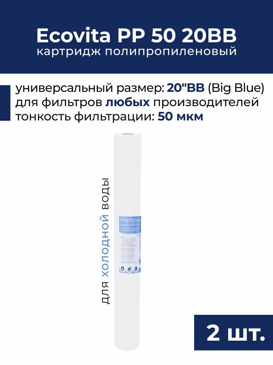 Картридж полипропиленовый Ecovita PP 50 мкм 20BB для холодной воды 2 шт.