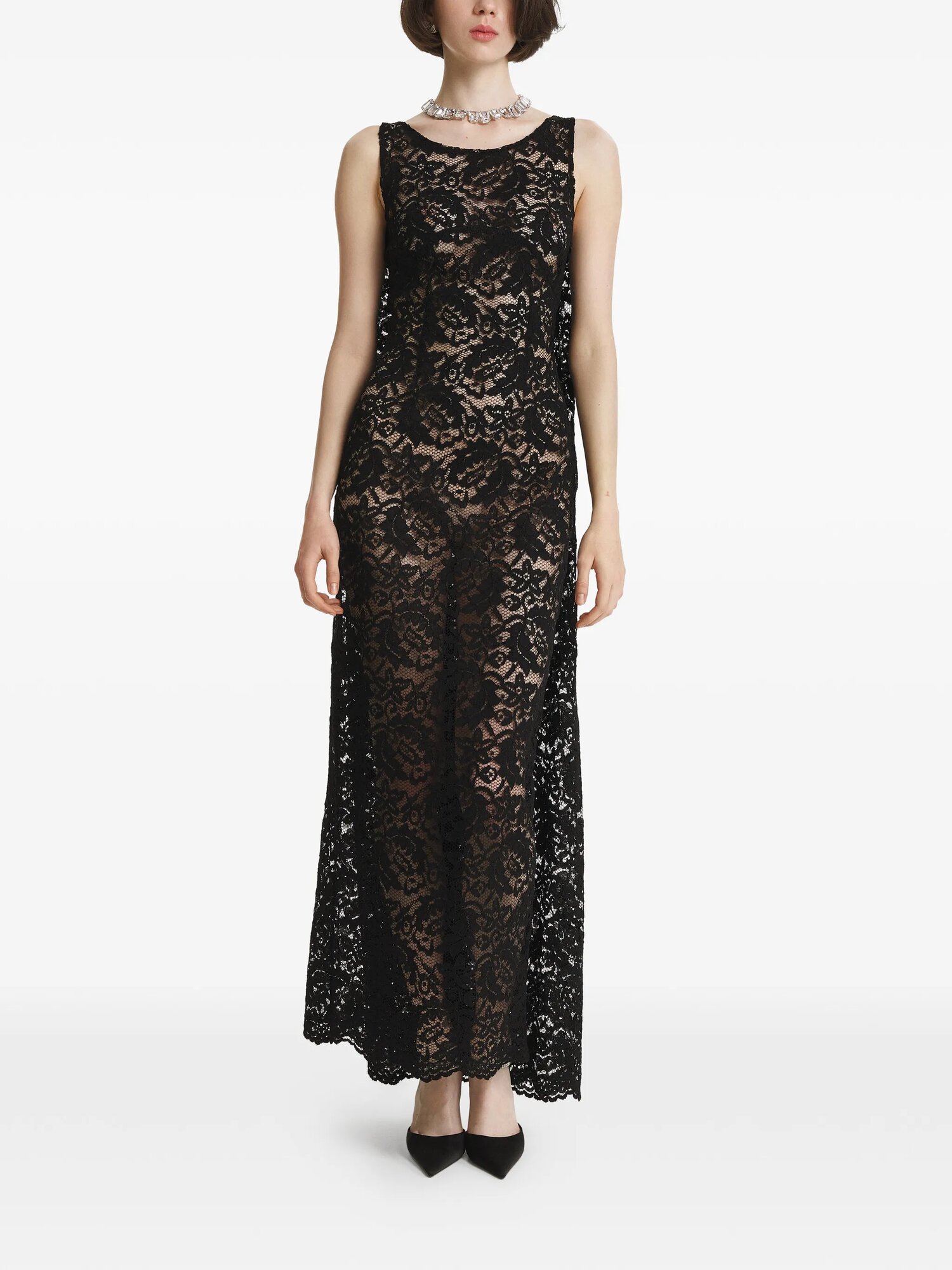 Платье Lace-overlay sleeveless maxi dress
