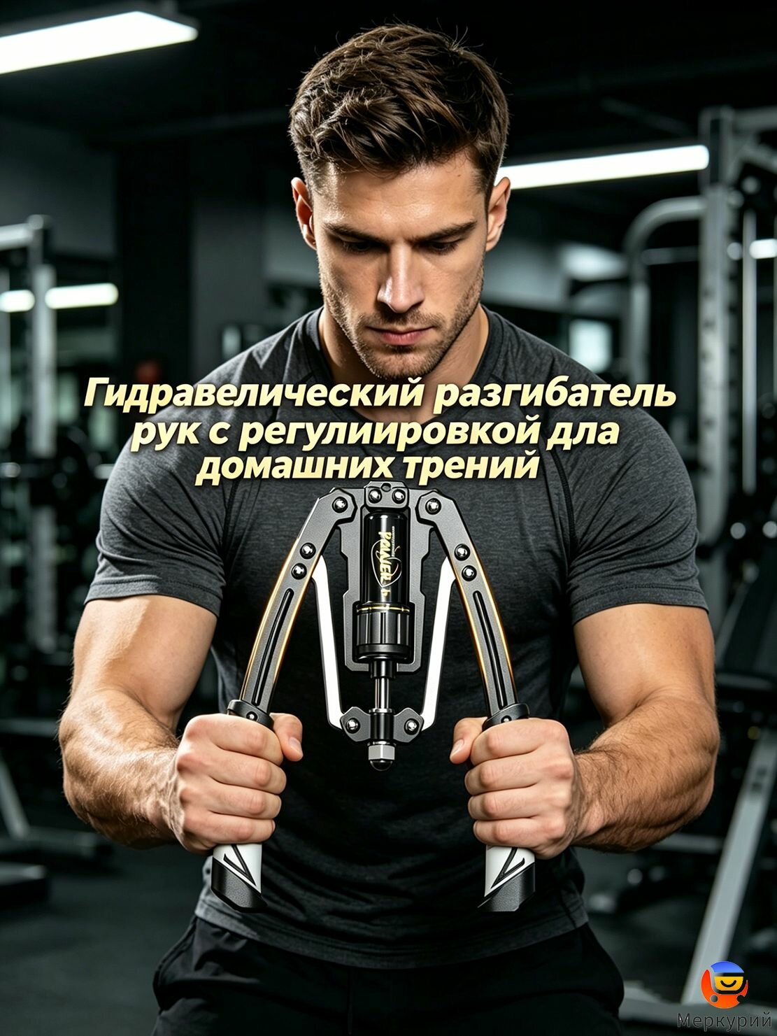 Гидравлический расширитель для рук регулируемый 20-100 кг. Тренажёр для груди и бицепса. Домашний фитнес для мужчин.