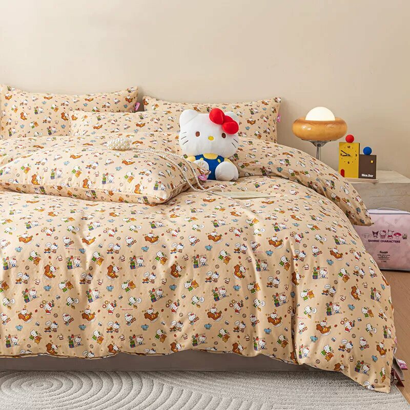 Комплект постельного белья Sanrio Class A из чистого хлопка, двухслойная марля, четыре предмета, Hello Kitty, новый