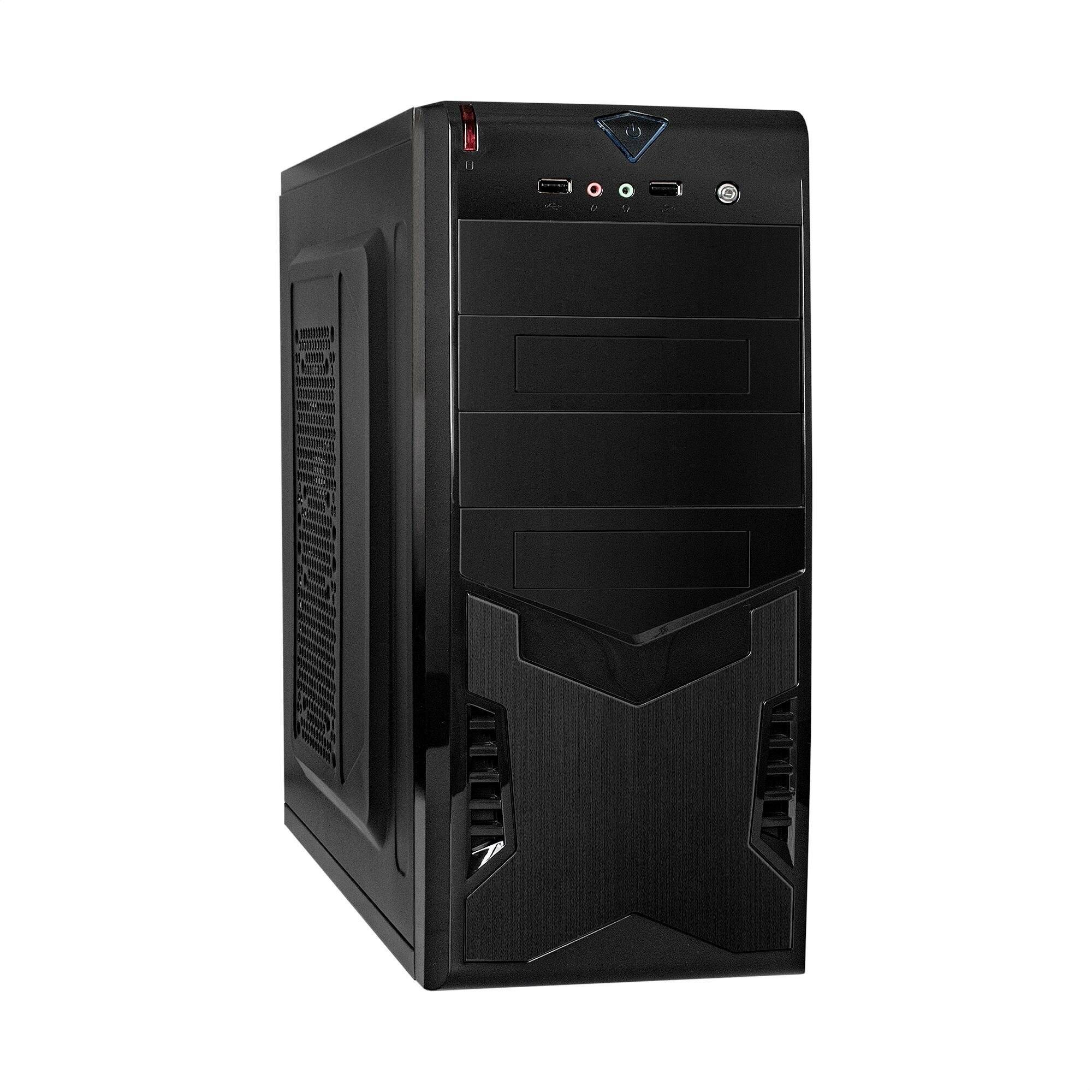 Корпус Miditower ExeGate CP-604-UNS500 (ATX, БП UNS500 с вент. 12см, 2*USB, аудио, черный)