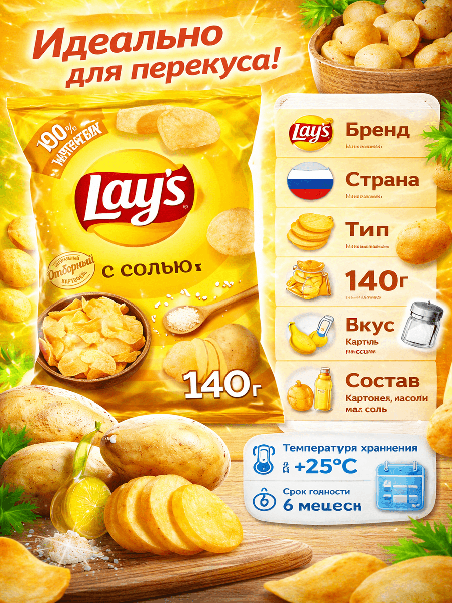 Чипсы Lay's С солью, 140г
