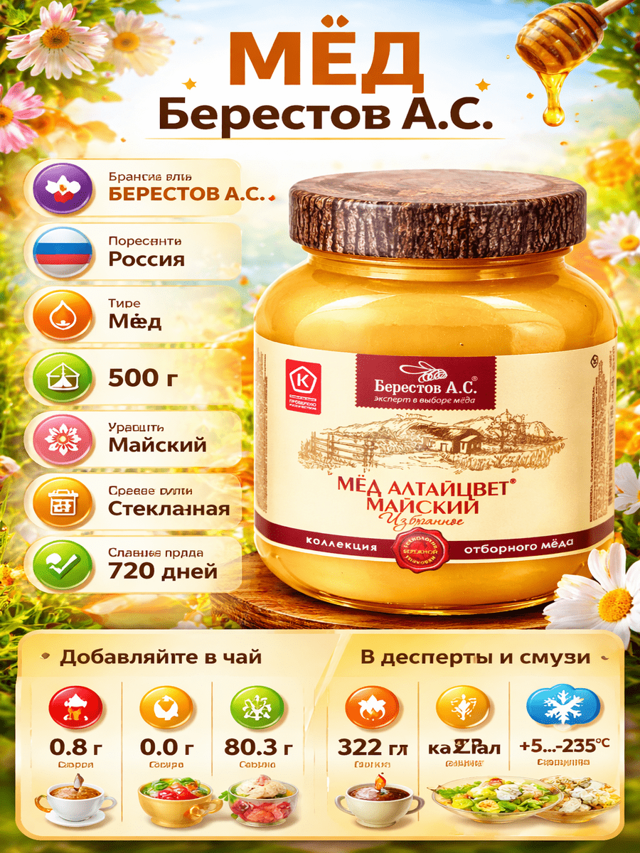 Мед Берестов А. С. Алтайцвет майский, 500г