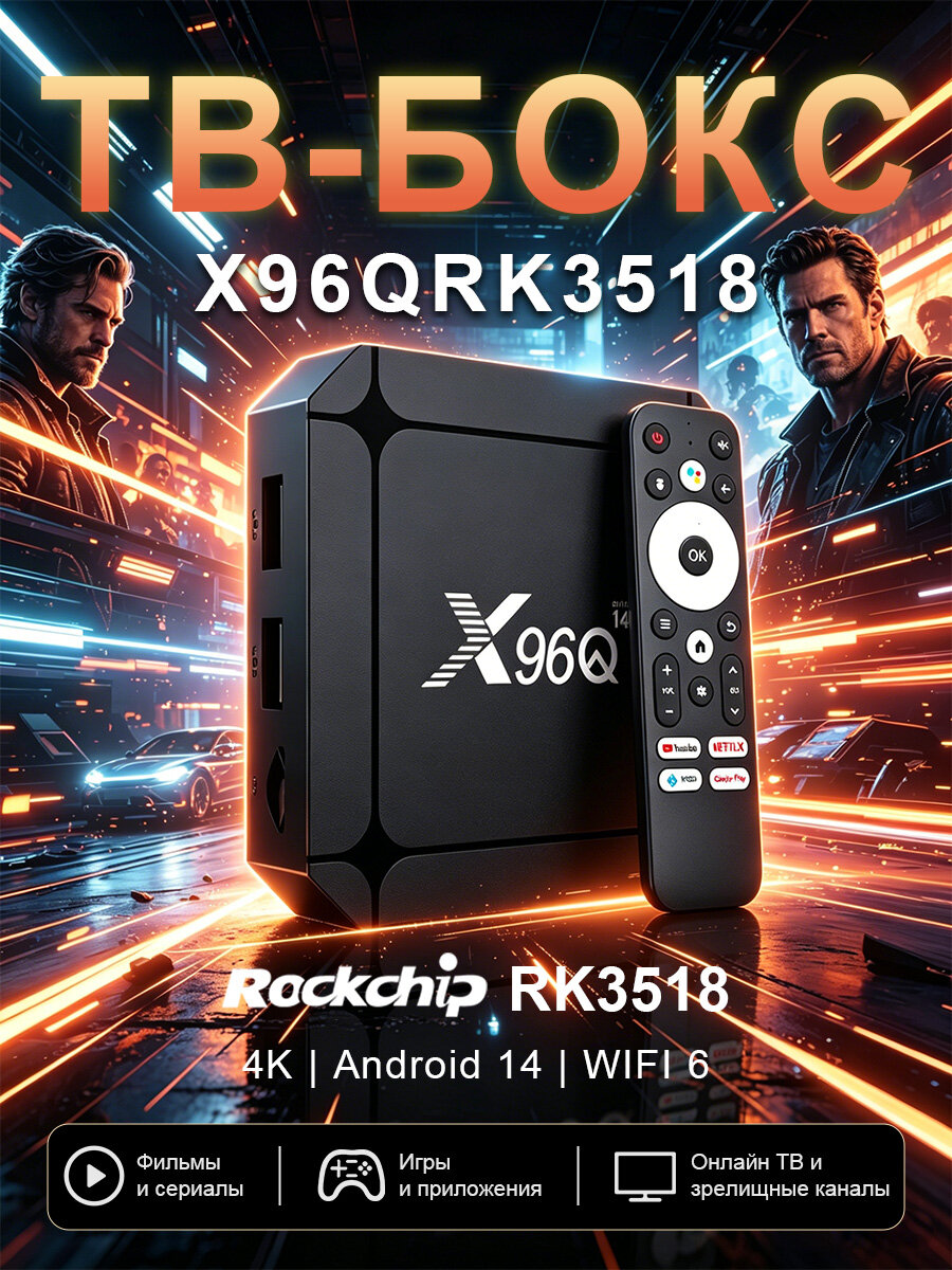 Мультимедийный проигрыватель ТВ коробка X96Q-RK3518 WiFi система караоке
