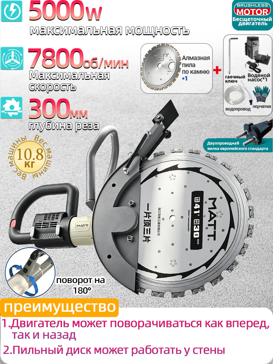 Мощная машина для нарезания канавок, не требующая регулировки бесщеточная дисковая бензопила для резки бетона, предназначенная для резки и обработки бетонных стен.