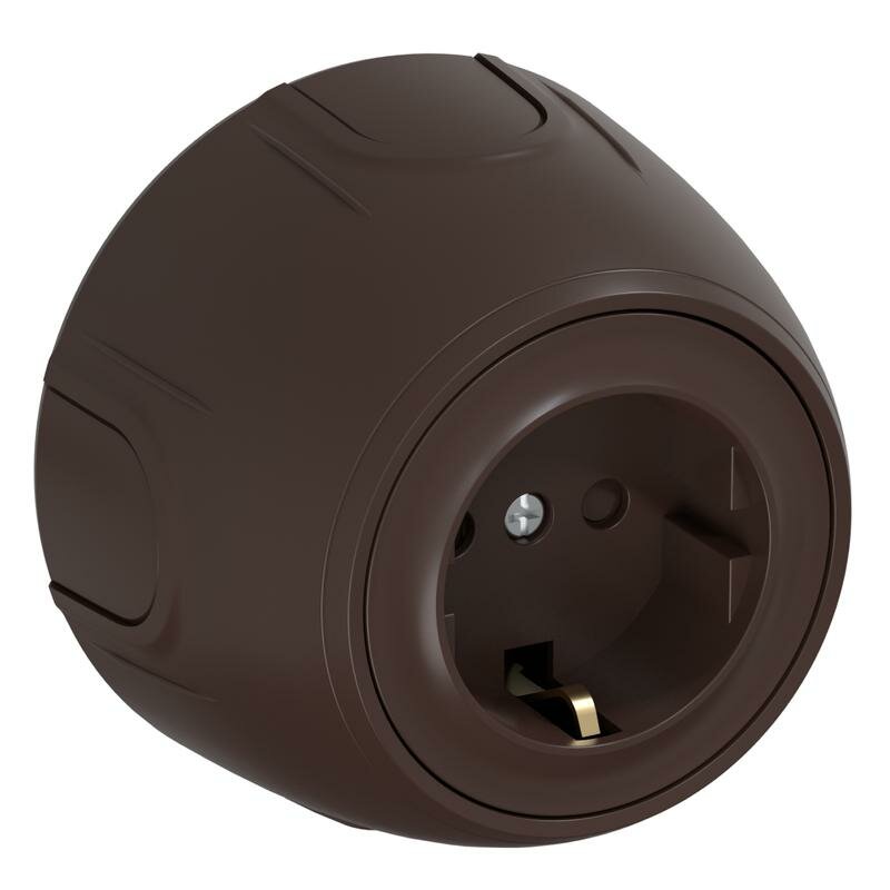 Розетка Rotondo с заземл. защ. шторки винтов. контакты корич. OneKeyElectro 7700878