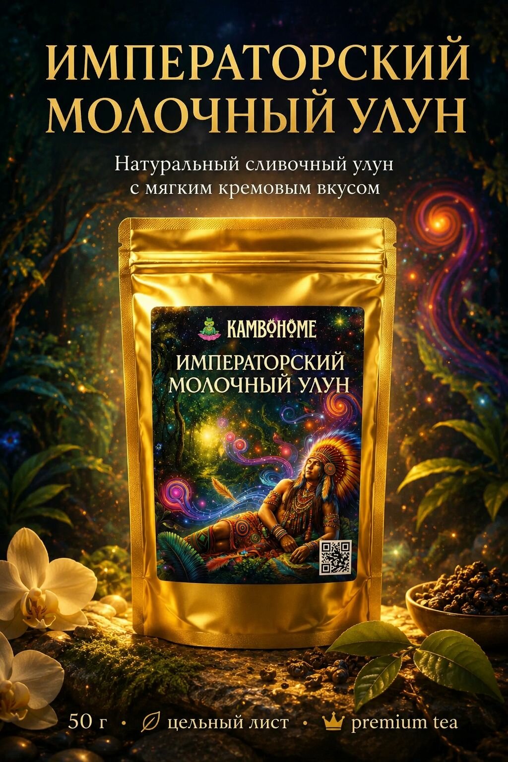 Императорский Молочный Улун 50 г натуральный цельнолистовой чай, сливочный улун premium quality