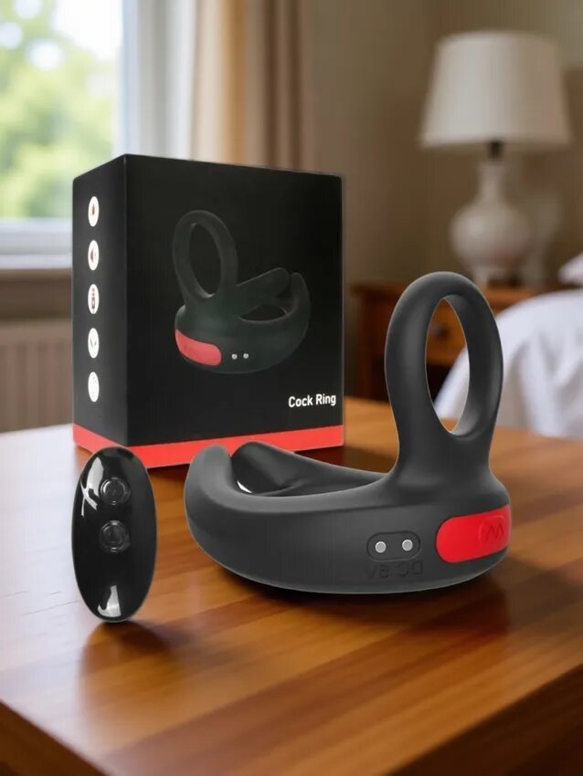 Эрекционное виброкольцо Dual Vibe с пультом ДУ, 10 режимов, черный