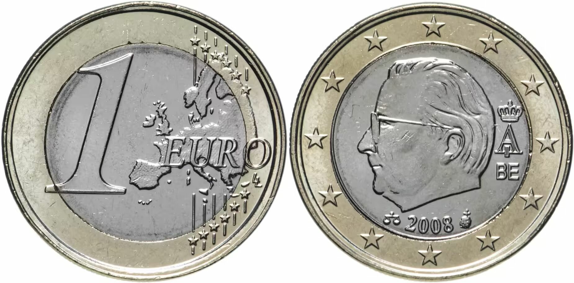 Бельгия 1 евро, 2008 Король Альберт II XF