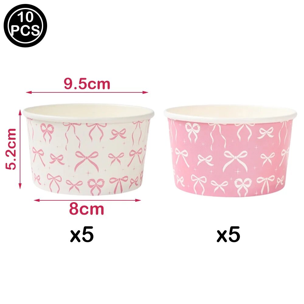 Бумажные стаканчики с бантиками для закусок, розовый цвет 10pcs bowl