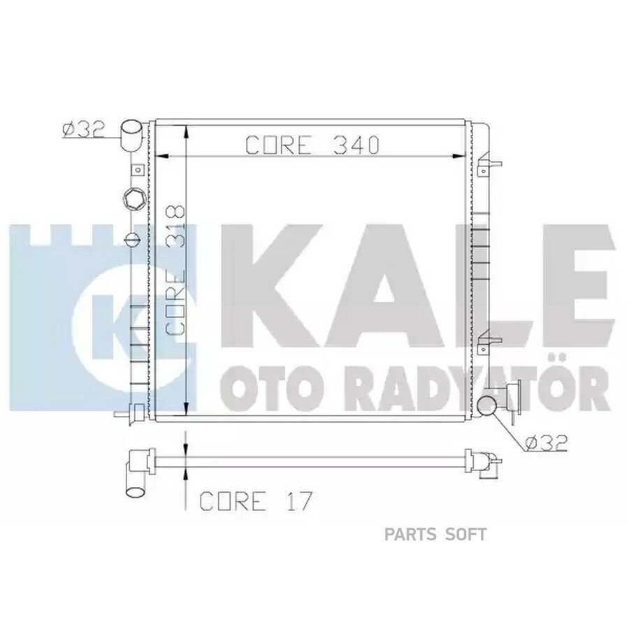 KALE 372500 Радиатор охлаждения для а/м Hyundai Accent (99-) 1.3i/1.5i/1.6i MT паяный