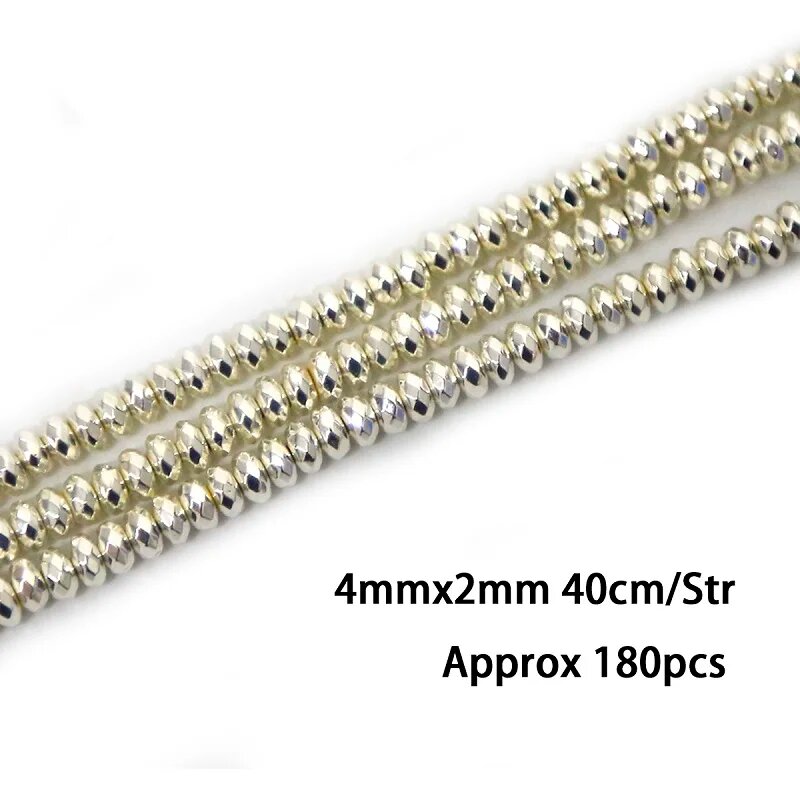 Бусины гематитовые Rondell 4x2 мм, 40 см, 180 шт, 02Silver