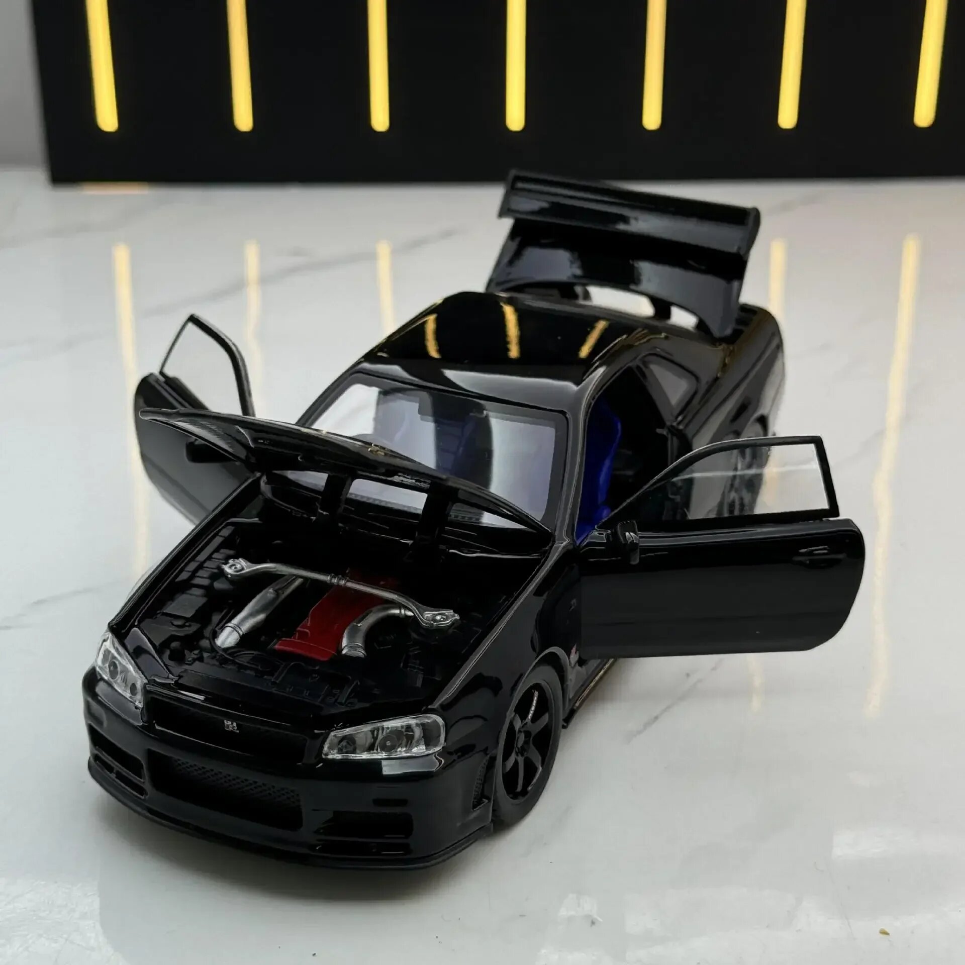 Масштабная модель автомобиля Nissan Skyline GTR R34 1:32 MINI AUTO Silver-nobox