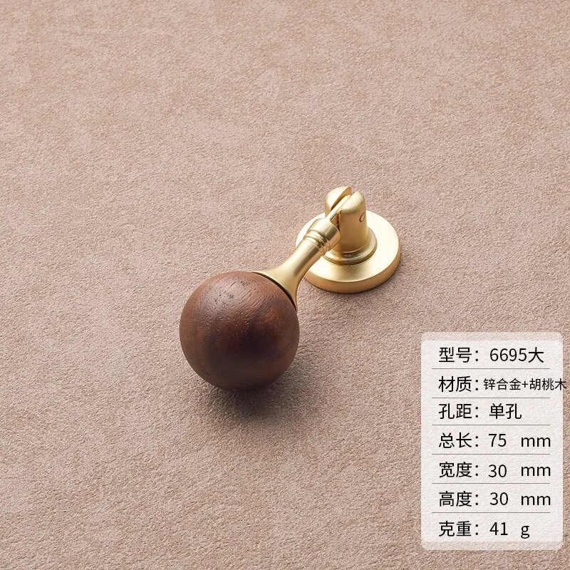 Винтажные ручки для шкафов из латуни и дерева B Gold brushed s L