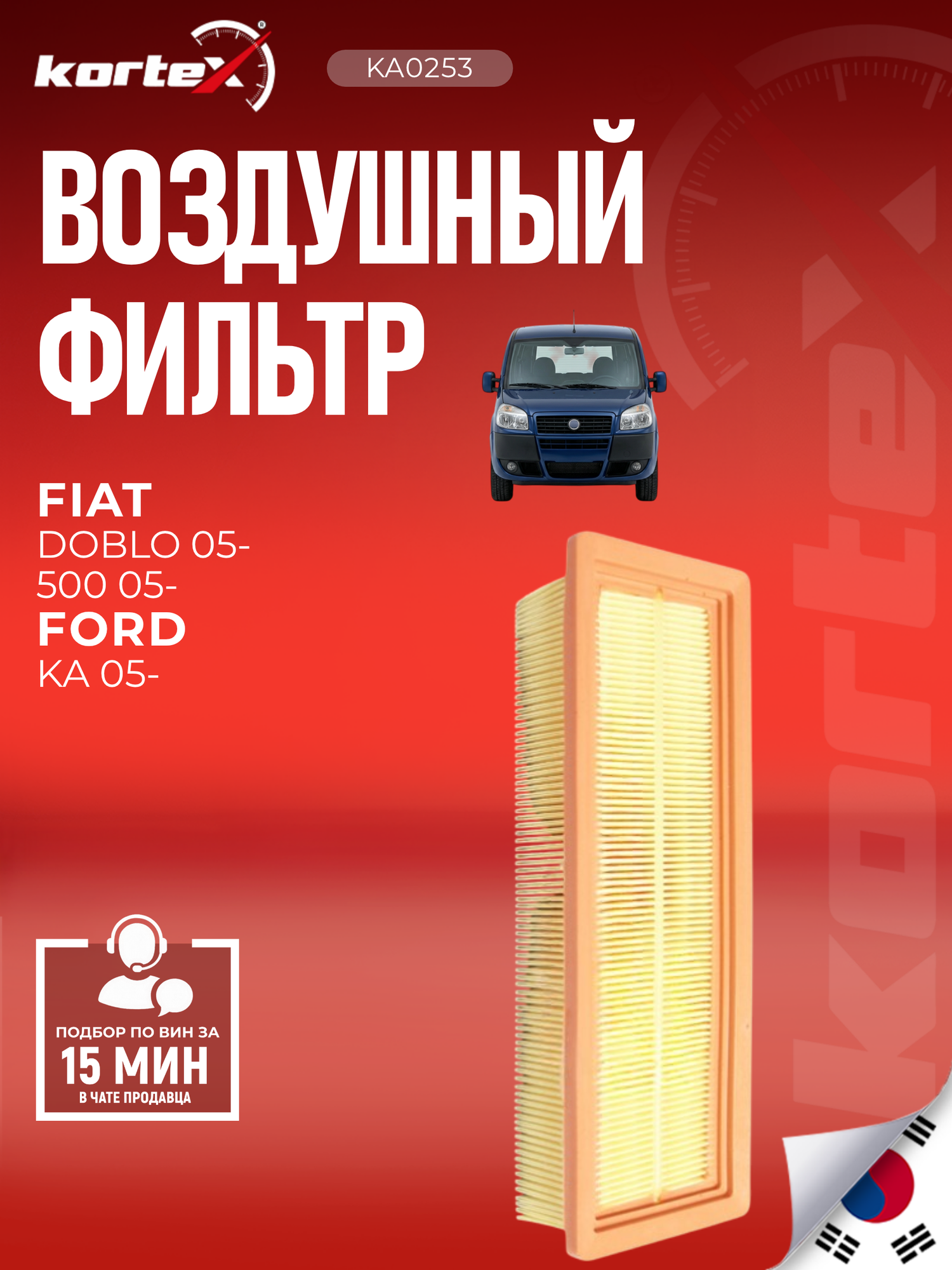 Фильтр воздушный Fiat Doblo Linea Panda Punto C2859 55192012 1542777 1706917