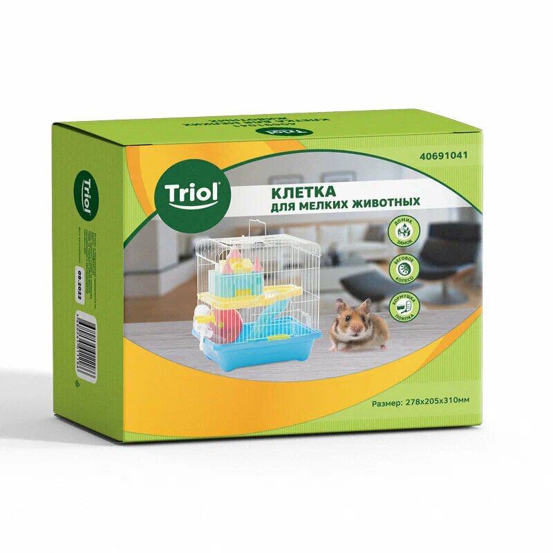 Клетка YD101 для мелких животных, эмаль, голубая, 278*205*310мм, Triol