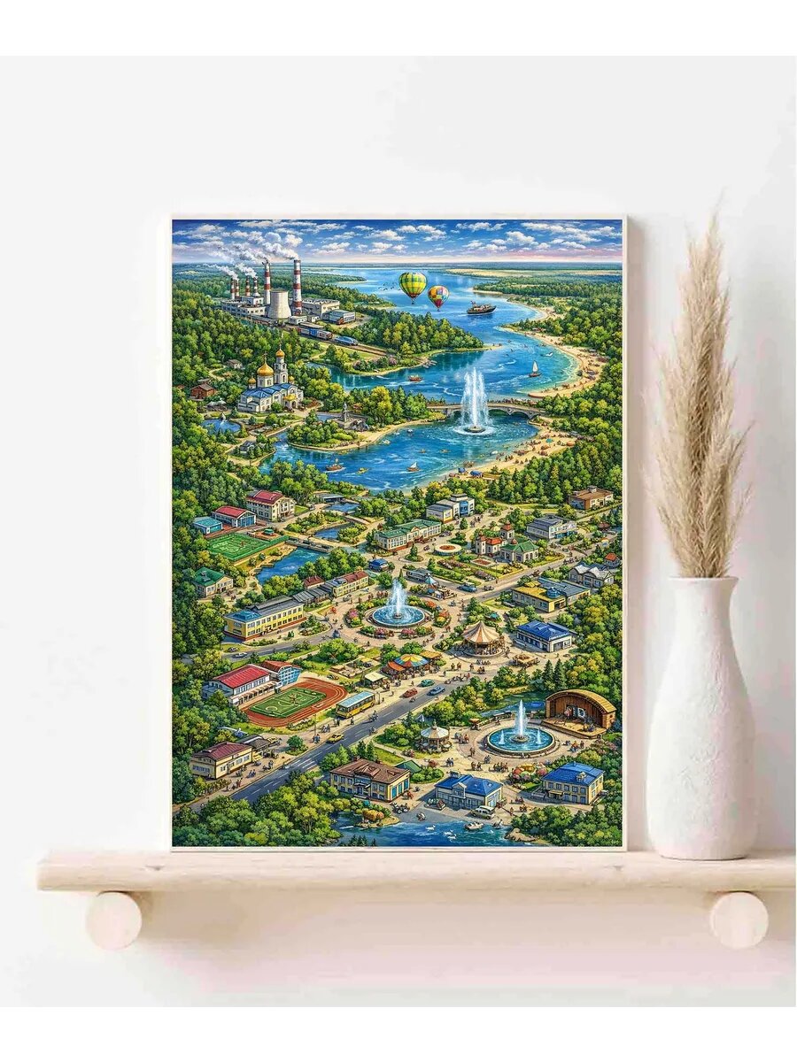 Белоозёрск, Беларусь, Fantasy Map, Карта, Плакат 30x42см