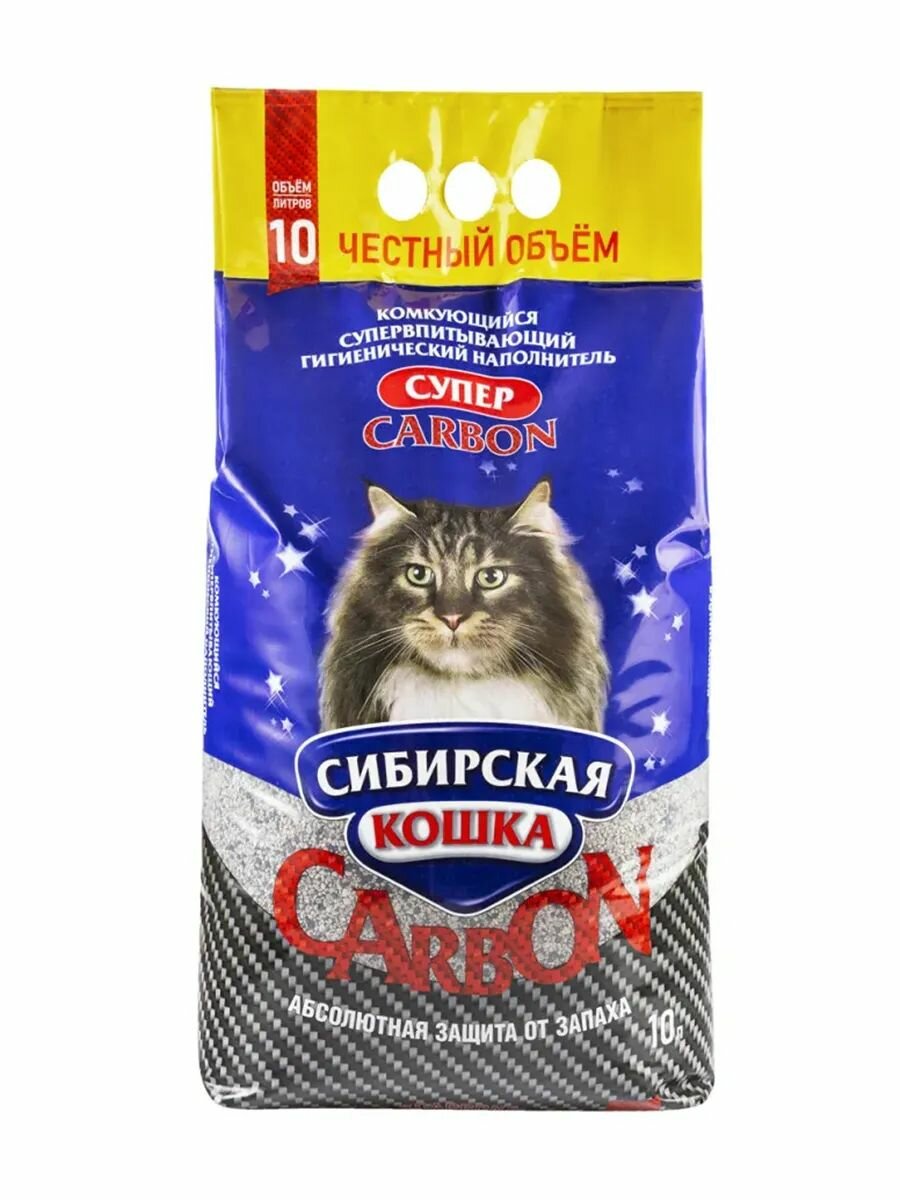 Наполнитель для кошачьего туалета Супер Carbon 10 кг
