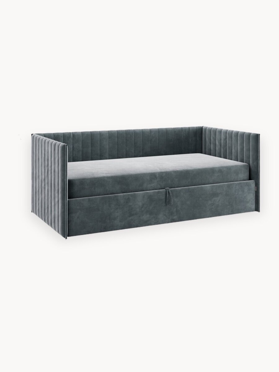 Кровать с подъемным механизмом Твикс (Софа), велюр Графит, 90х200 см, MEBELSON
