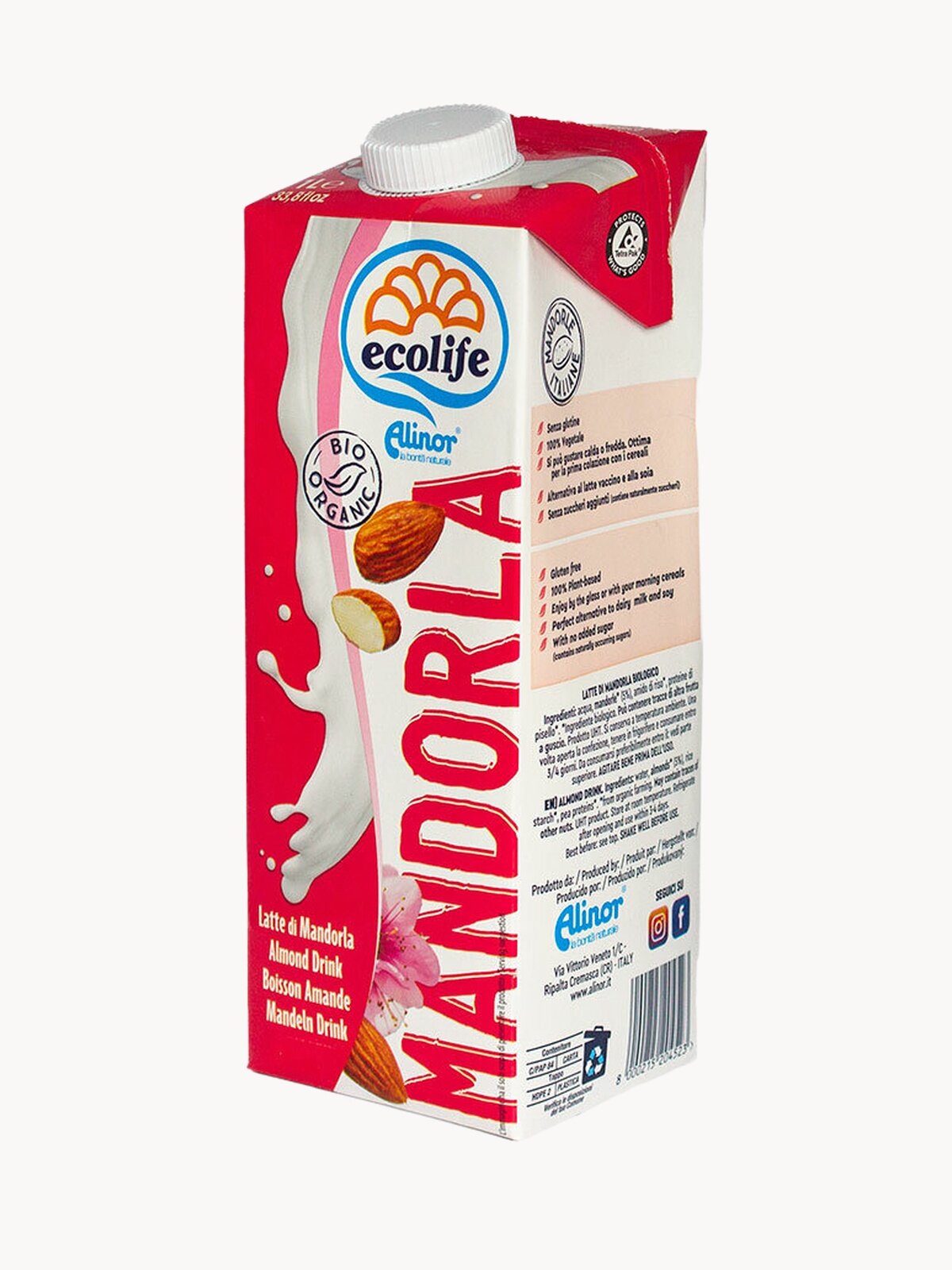 Молоко миндальное БИО ECOLIFE, ALINOR, 1 л (тетрапак)