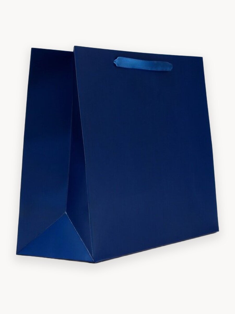 Пакет подарочный «Синий» ламинированный горизонтальный. L 40×31×14 см
