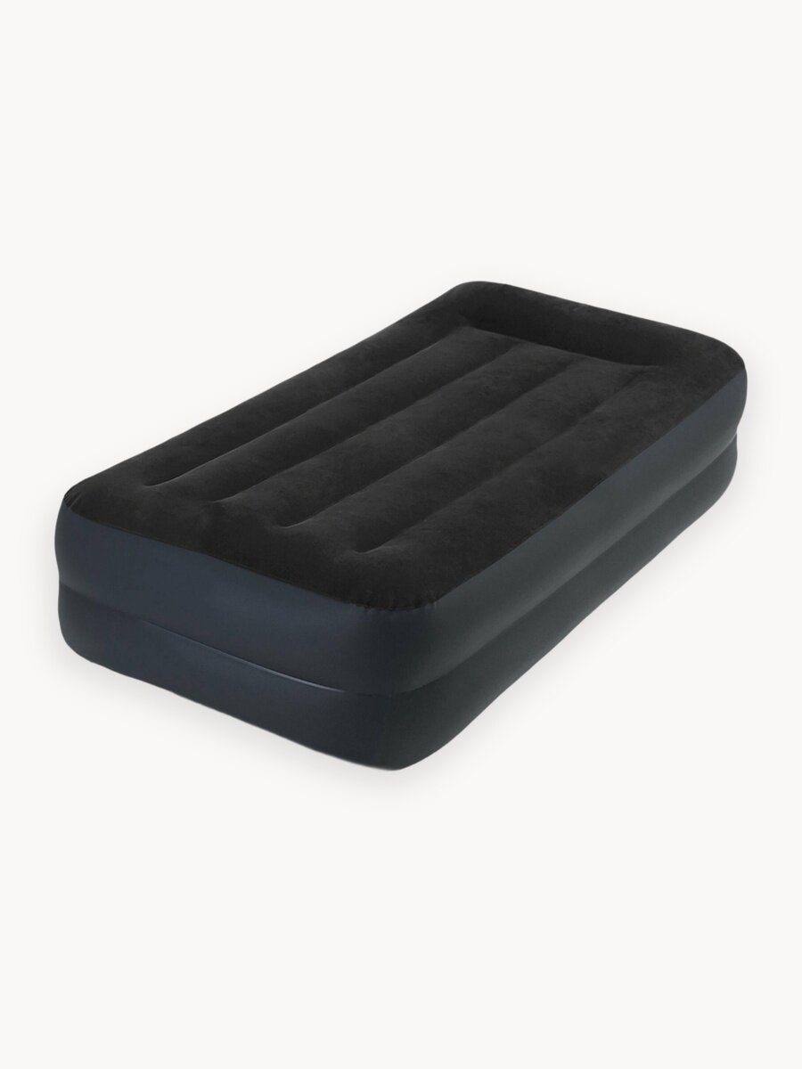 Intex надувная кровать 64122, 191x99x42, с подголовником, насос встроенный электрический