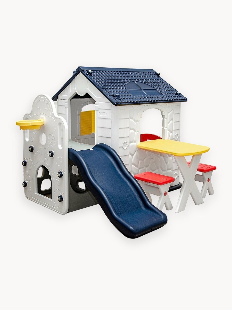 Детский игровой комплекс домик с горкой Nuovita NHN-777 (Южная Корея) для дома и улицы: (Navy+White)