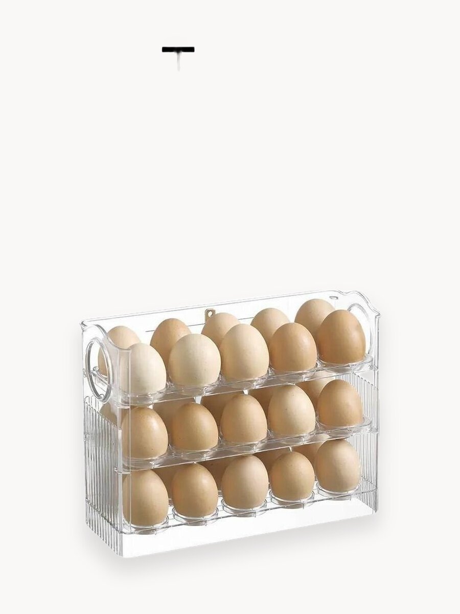 Контейнер для яиц, трехъярусный, прямоугольный, бесцветный, 26 см x 20 см