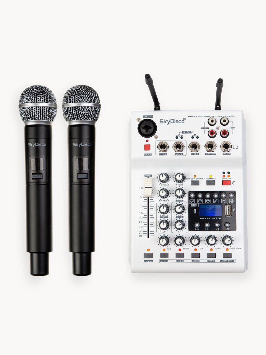 Беспроводные микрофоны и микшер для онлайн-караоке SkyDisco UM-100 Bluetooth