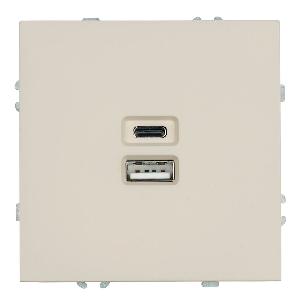 Розетка 2-местная USB + Type C (механизм), STEKKER, 250В, 20W, серия Эмили, RST10-5115-08