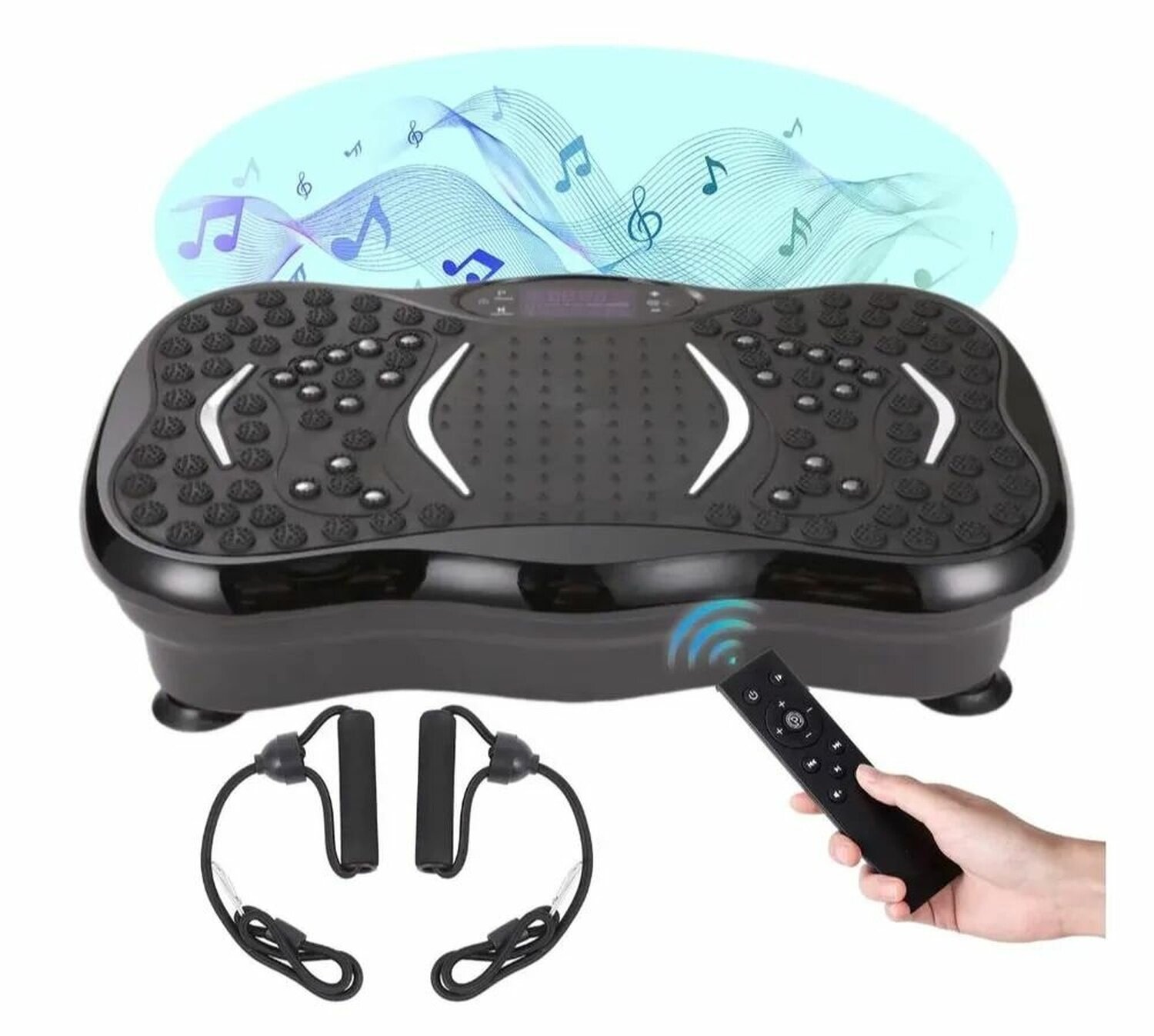 Виброплатформа для похудения, горизонтальная, с эспандерами, пульт ДУ