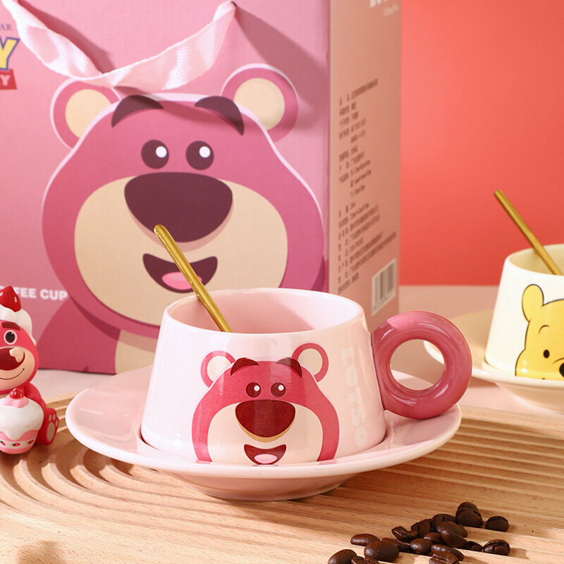 Керамическая кофейная чашка с блюдцем Disney genuine Strawberry Bear, розовая