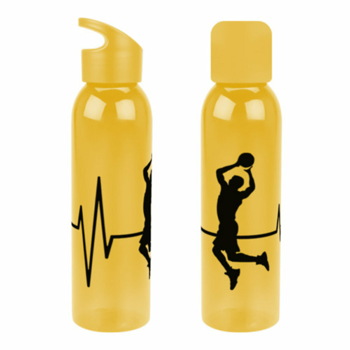 Бутылка для воды «В ритме сердца: баскетбол. Подарок баскетболисту.» (желтый)