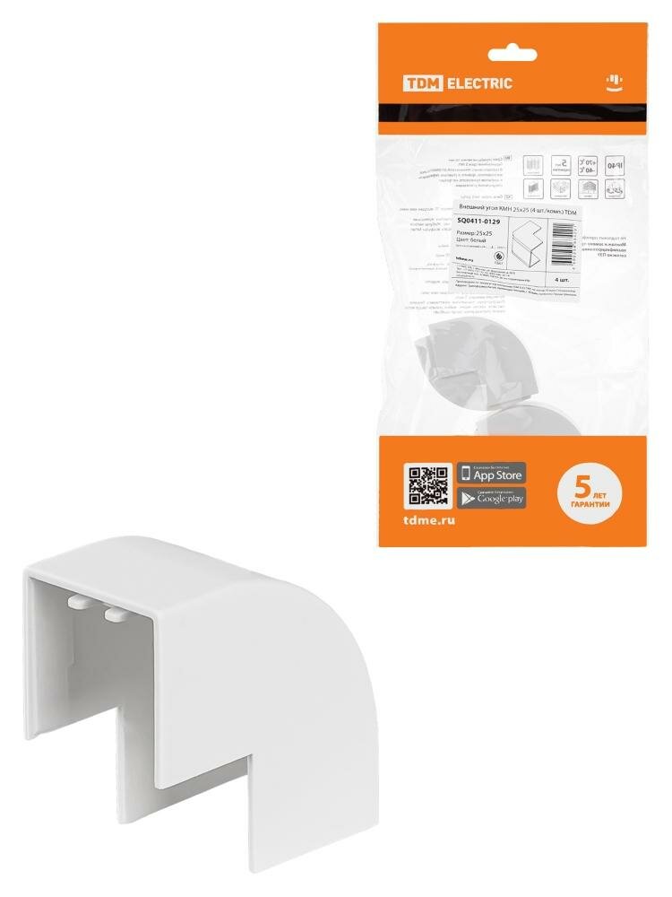 Внешний угол TDM КМН 25х25, ПВХ, белый {SQ0411-0129} (4 шт/упак)