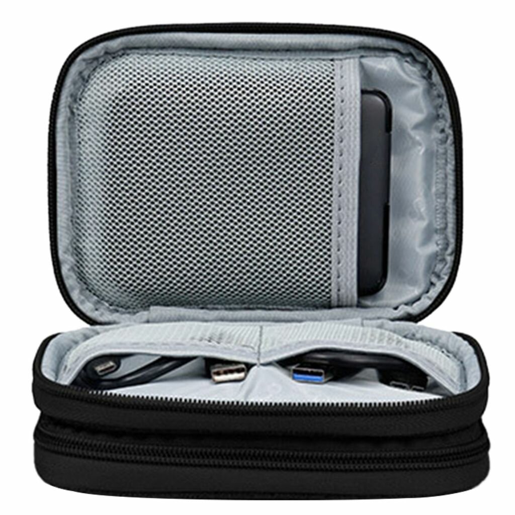 (1шт) Переносная сумка для хранения жестких дисков-черная-двухслойная