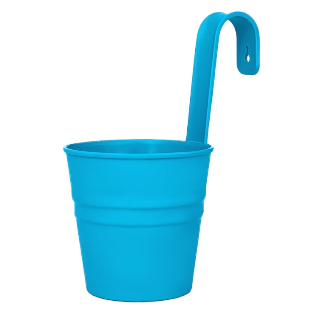 Кашпо настенное 'Ведро декоративное' голубое, пластик, с крючком для подвеса