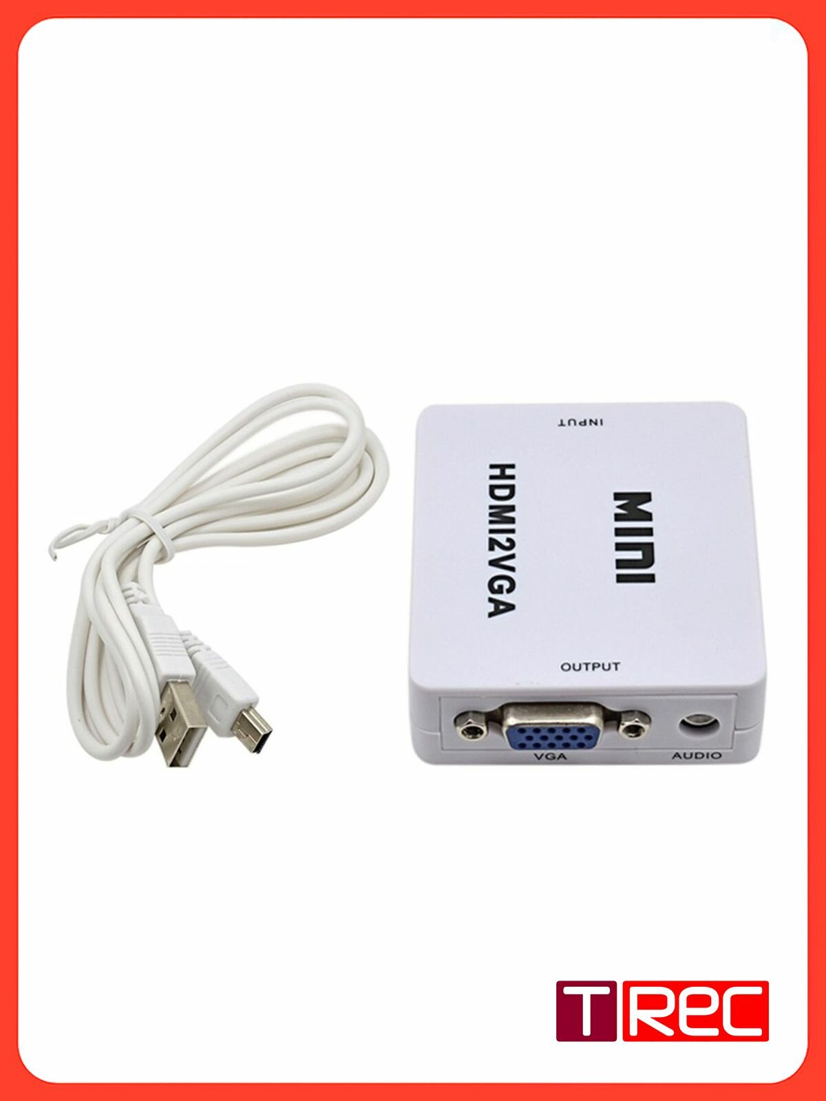 Переходник HDMI to VGA с доп. питанием, аудио выходом Mini-Jack 3.5 мм, конвертер сигнала HDMI VGA, размер 55x60x20 мм