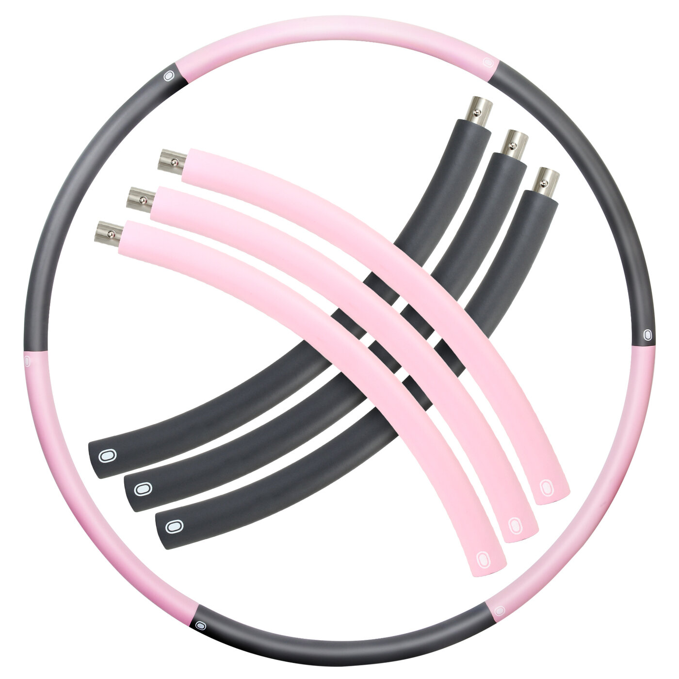 Хулахуп массажный Обруч Sinocare HYF007 - 92cm - Регулируемый вес, Темно-серый и розовый