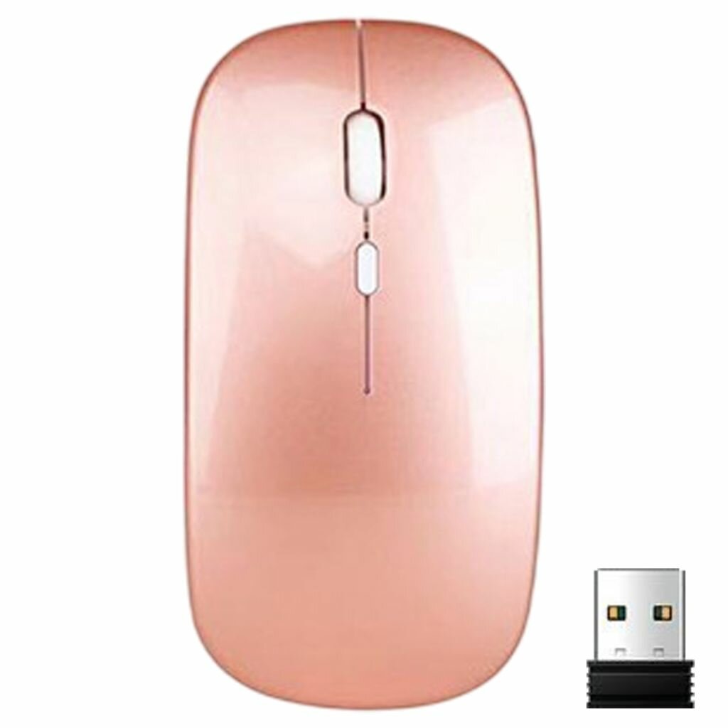 Беспроводная Bluetooth-мышь с двухрежимной зарядкой Bluetooth office mute mouse-Розовое золото-2,4 G и Bluetooth