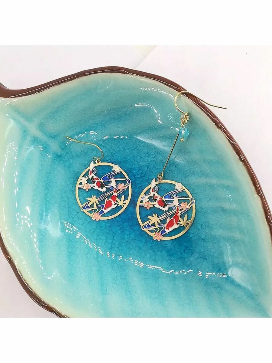 Серьги, эмаль, жемчуг имитация, акрил